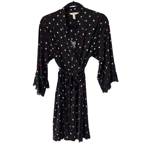 Soma | Intimates & Sleepwear | Soma Polka Dot Robe Women Sm Black Tie ...